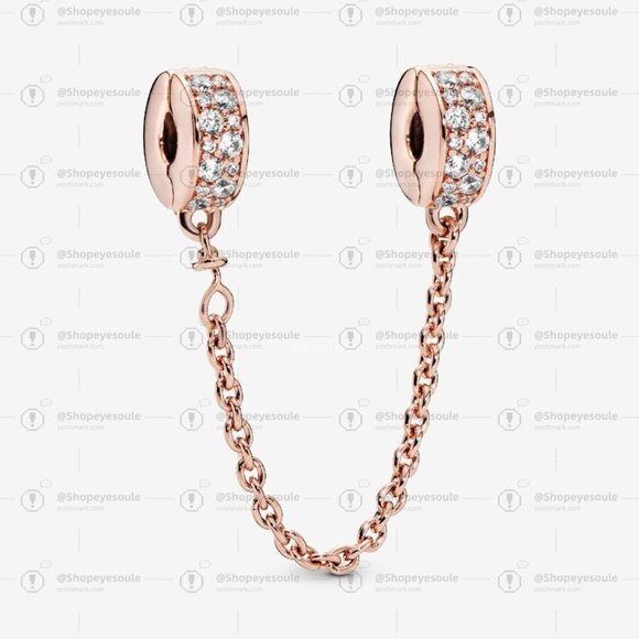 Pandora | Jewelry | Pandora Clear Pav Safety Chain Clip Charm | Poshmark